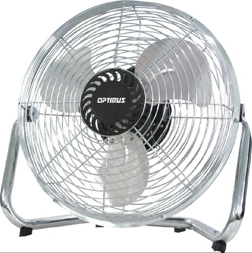 Optimus F-4123 12-Inch Industrial Grade 3-Speed High-Velocity Fan, Black/Chrome