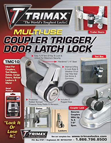 Trimax TMC10 Coupler / Door Latch Lock (fits couplers to 3/4" span) , Zinc