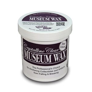 quakehold! 13-ounce museum wax, clear adhesive, reusable and removable, non-toxic and non-damaging, easy to use, great for wall art, antiques, for use on metal, glass, ceramic, wood, 1 pack