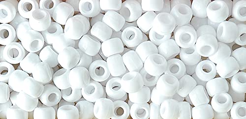 The Beadery 6 by 9mm Barrel Pony Bead, White, 900-Pieces