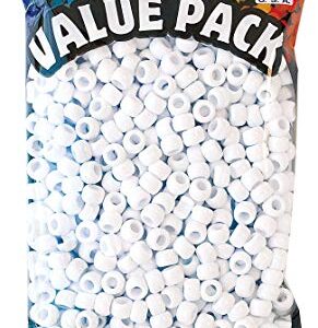 The Beadery 6 by 9mm Barrel Pony Bead, White, 900-Pieces