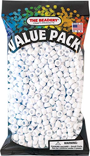 The Beadery 6 by 9mm Barrel Pony Bead, White, 900-Pieces