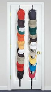 perfect curve caprack18 over-the-door hat rack and organizer |baseball cap rack |hat rack stand |over the door hat rack |hat rack for door |hat rack for closet |two straps |holds up to 18 caps |black