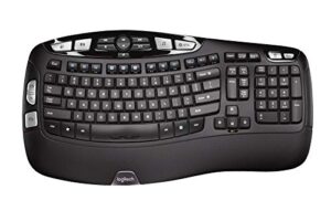 logitech k350 wave ergonomic keyboard with unifying wireless technology – black