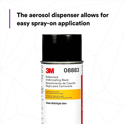 3M Rubberized Undercoating Aerosol Spray, 08883, 19.7 oz, Textured Finish, Anti-Corrosive, Multi-Purpose for Automotive Cars, Trucks, and Recreational Vehicles