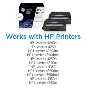 Original HP 42X Black High-yield Toner Cartridges (2-pack) | Works with HP LaserJet 4240, 4250, 4350 Series | Q5942XD