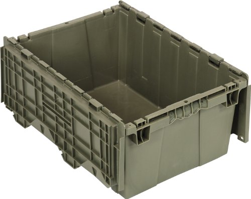 Quantum QDC2115-9 Plastic Storage Container with Attached Flip-Top Lid, 21" x 15" x 9", Gray