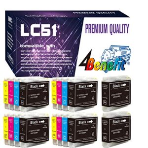 18 pack. compatible cartridges for brother lc-51. includes cartridges for 6 ea lc-51 black + 4ea lc-51 cyan + 4ea lc-51 magenta + 4ea lc-51 yellow.