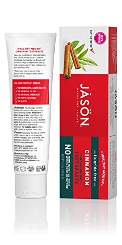 Jason Healthy Mouth Tartar Control Fluoride-Free Paste, Tea Tree Oil & Cinnamon, 4.2 Oz (Packaging May Vary)