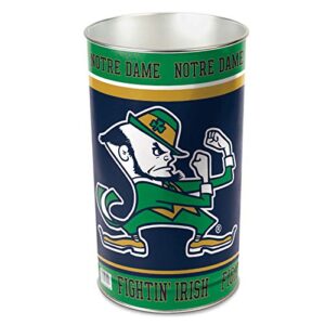 wincraft ncaa 8121621 notre dame tapered wastebasket, 15″ h