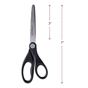 Universal 92008 Stainless Steel Office Scissors, 7" Long, Straight Handle, Black