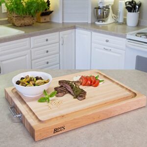 John Boos Block RAFR2418 Reversible Maple Edge Grain Cutting Board with Juice Groove and Chrome Handles, 24 Inches x 18 Inches x 2.25 Inches