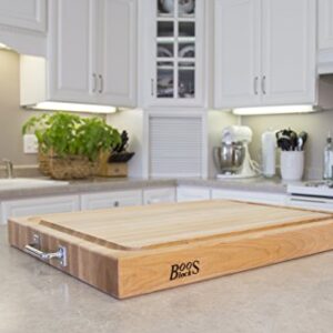 John Boos Block RAFR2418 Reversible Maple Edge Grain Cutting Board with Juice Groove and Chrome Handles, 24 Inches x 18 Inches x 2.25 Inches