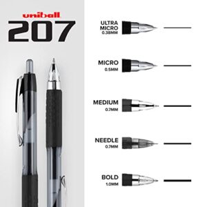 uniball Gel Pens, 207 Signo Gel with 0.7mm Medium Point, 12 Count, Black Pens are Fraud Proof