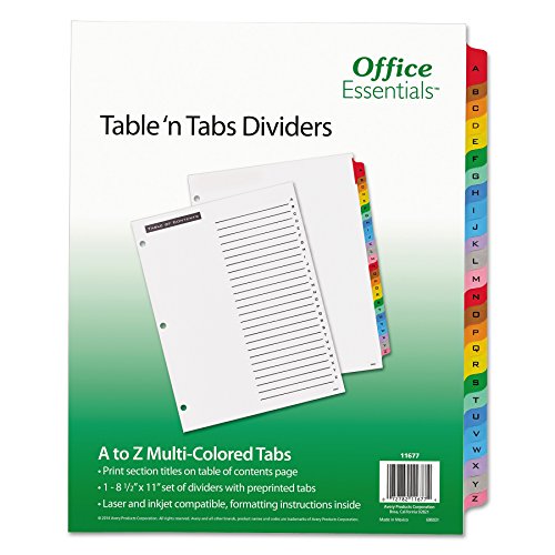 Office Essentials 11677 Table 'n Tabs Dividers, 26-Tab, Letter