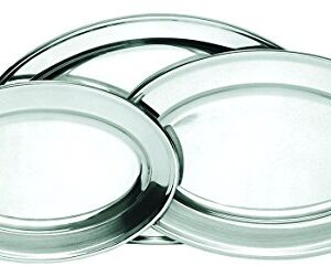 Oval Material Stainless Steel Platters - 11-3/4" x 8-1/2