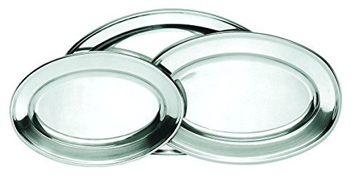 Oval Material Stainless Steel Platters - 11-3/4" x 8-1/2