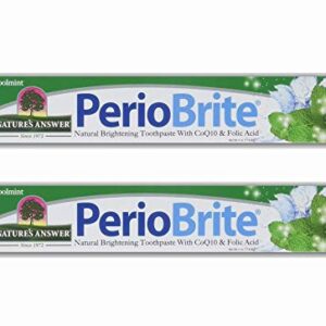 Nature's Answer PerioBrite Natural Toothpaste, Cool Mint, 4-Ounce (Pack of 2) Fluoride Free with CoQ10 & Folic Acid | Naturally Whitens Teeth | Freshens Breath | Removes Plaque | Minimizes Dry Mouth