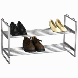 household essentials stackable two-tier shoe rack, chrome