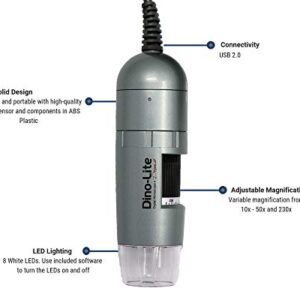 Dino-Lite USB Digital Microscope AM3113 - 0.3MP, 10x - 50x, 230x Optical Magnification, Measurement