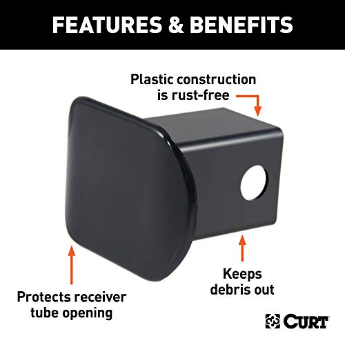 CURT 22180 Black Plastic Trailer Hitch Cover, Fits 2-Inch Receiver