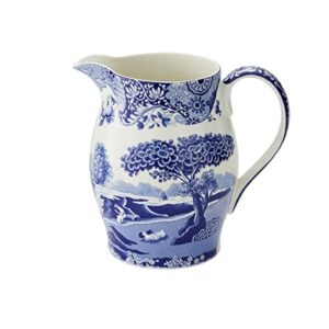 spode blue italian pitcher | 3.5 pint capacity | home décor for mantel or centerpiece | use as a water jug or flower vase | made of fine porcelain | dishwasher safe