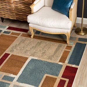 mohawk home soho regnar geometric squares area rug, 5’x7′, multi