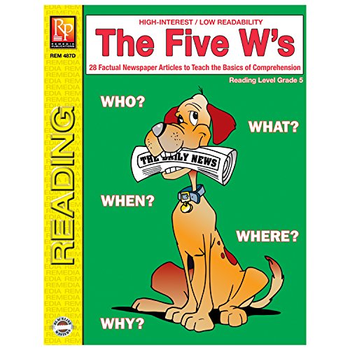 Remedia Publications REM487D Reading Level 5 "The Five W’s Book", 8.5" Wide, 11" Length, 0.1" Height