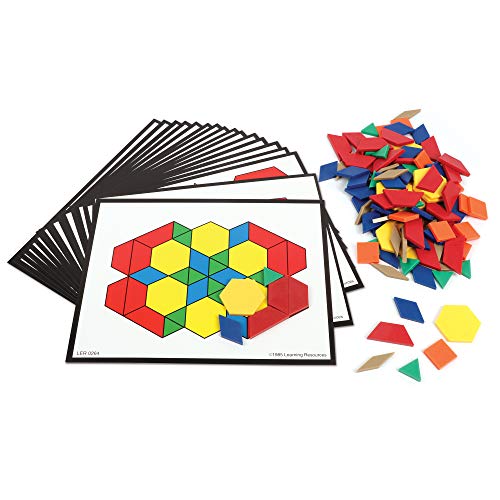 Learning Resources Pattern Block Activity Pack, Pattern Block Cards for Kids, Geometric Shapes, 142 Pieces, Ages 7+