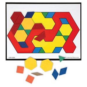 Learning Resources Pattern Block Activity Pack, Pattern Block Cards for Kids, Geometric Shapes, 142 Pieces, Ages 7+