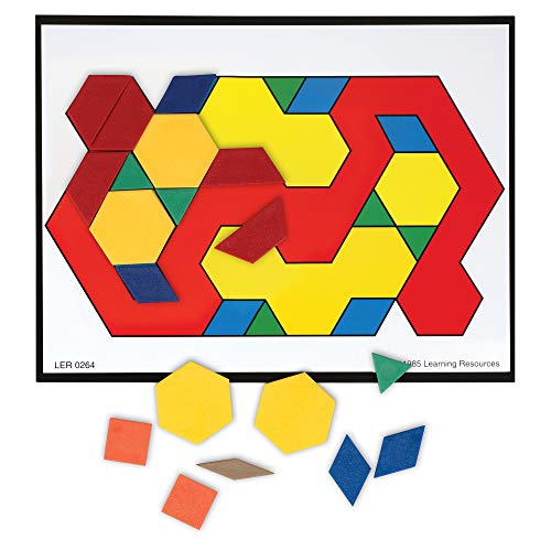 Learning Resources Pattern Block Activity Pack, Pattern Block Cards for Kids, Geometric Shapes, 142 Pieces, Ages 7+