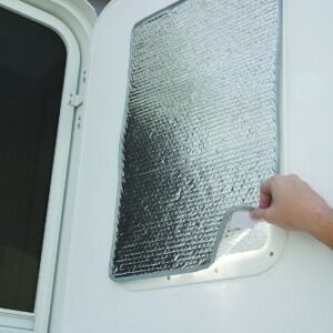 Camco 45167 SunShield Reflective Door Window Cover | Helps Protect Your RV from Harmful UV Rays and Regulates RV Temperature | 16" (L) x 25" (W)