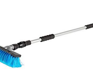 Camco RV Flow-Through Wash Brush | Features an Adjustable Handle, a Standard Garden Hose Connection, and an On/Off Button to Control Water Flow (43633)