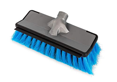 Camco RV Flow-Through Wash Brush | Features an Adjustable Handle, a Standard Garden Hose Connection, and an On/Off Button to Control Water Flow (43633)