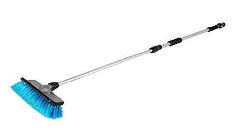 Camco RV Flow-Through Wash Brush | Features an Adjustable Handle, a Standard Garden Hose Connection, and an On/Off Button to Control Water Flow (43633)