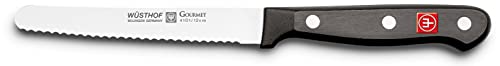 WÜSTHOF Gourmet Four and a half Inch Serrated Utility Knife | 4.5" Serrated German Utility Knife | Precise Laser Cut High Carbon Stainless Steel Serrated Utility Knife – Model