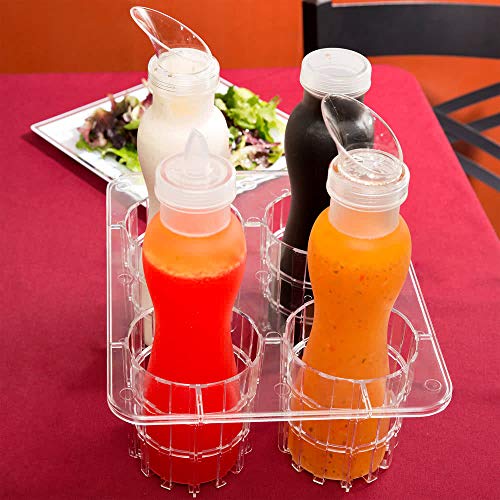 G.E.T. Enterprises Clear Rack with 4 Slots for Salad Dressing Bottles, Break Resistant Dishwasher Safe Polycarbonate Salad Dressing Bottles Collection SDB-32-PC-RACK (Pack of 1)