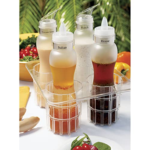 G.E.T. Enterprises Clear Rack with 4 Slots for Salad Dressing Bottles, Break Resistant Dishwasher Safe Polycarbonate Salad Dressing Bottles Collection SDB-32-PC-RACK (Pack of 1)