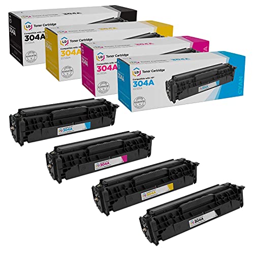 LD Products Remanufactured Toner Cartridge Replacements for HP 304A (CC530A Black, CC531A Cyan, CC533A Magenta, CC532A Yellow 4-Pack) for Color Laserjet CM2320n, CM2320nf, CP2025dn, CP2025n, CP2025x