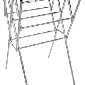 Household Essentials 5127 Collapsible Expandable Metal Clothes Drying Rack - Dry Wet Laundry Indoors - Satin Silver