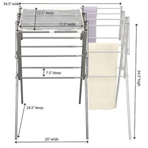 Household Essentials 5127 Collapsible Expandable Metal Clothes Drying Rack - Dry Wet Laundry Indoors - Satin Silver