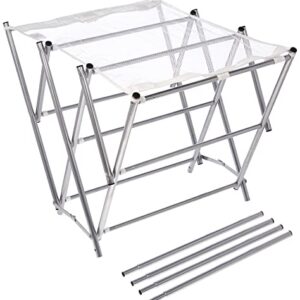 Household Essentials 5127 Collapsible Expandable Metal Clothes Drying Rack - Dry Wet Laundry Indoors - Satin Silver