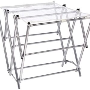 Household Essentials 5127 Collapsible Expandable Metal Clothes Drying Rack - Dry Wet Laundry Indoors - Satin Silver