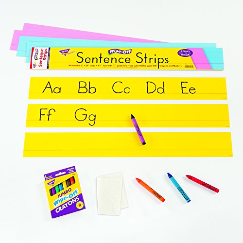 TREND enterprises, Inc. T-4002 24" Multicolor Wipe-Off Sentence Strips, 30 Per Pack