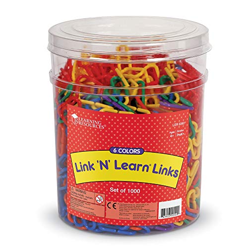 Learning Resource Rainbow Link 'n' Learn Links - Bucket of 1000 Pieces, Ages 4+| Grades PreK+ Preschool Supplies for Classroom and Homeschool, Early Counting & Sorting Skills