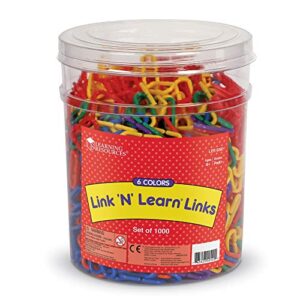 learning resource rainbow link ‘n’ learn links – bucket of 1000 pieces, ages 4+| grades prek+ preschool supplies for classroom and homeschool, early counting & sorting skills