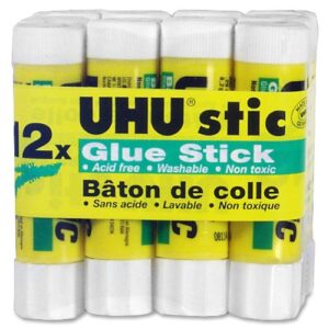 uhu stic permanent clear application glue stick, 0.29 oz, 12 sticks per pack (99450)