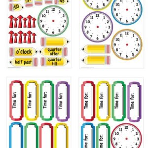 Eureka 'Telling Time' Bulletin Board Analog Clock Practice, 4pc, 17'' W x 24'' L, Model Number: 847423-AWZM