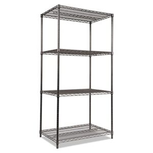 alera alesw503624ba wire shelving starter kit, four-shelf, 36w x 24d x 72h, black anthracite