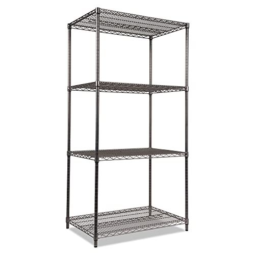 Alera ALESW503624BA Wire Shelving Starter Kit, Four-Shelf, 36w x 24d x 72h, Black Anthracite